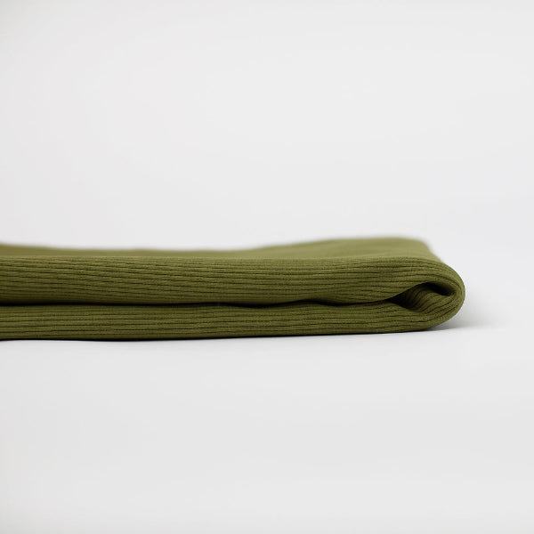 Peat Moss Green Heavy Cotton Ribbing – Weft And Warp